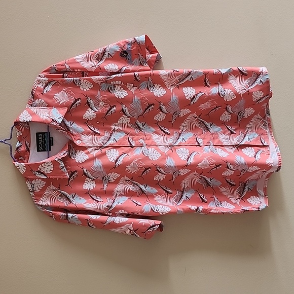 Scales | Shirts | Scales Hawaiian Men Button Up Shirt Size L Coral Fish ...